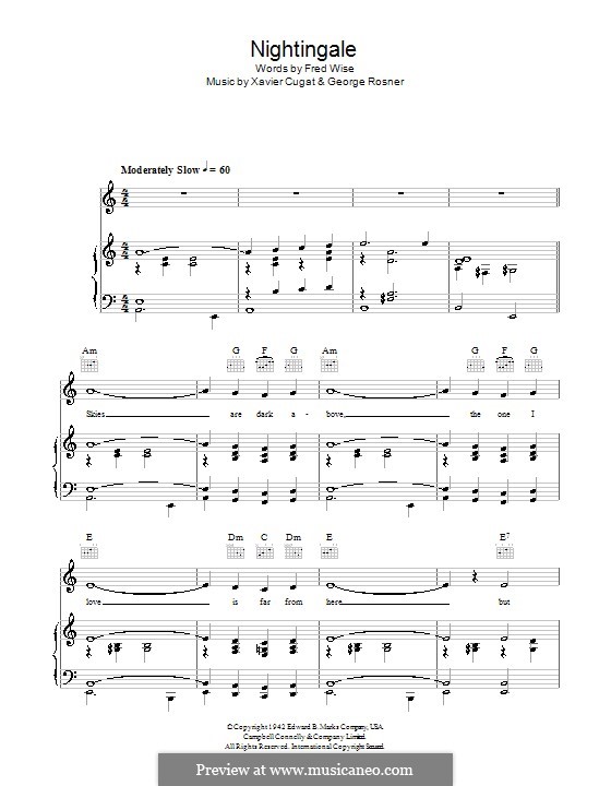 Nightingale por G. Rosner, X. Cugat - Partituras on músicaNeo