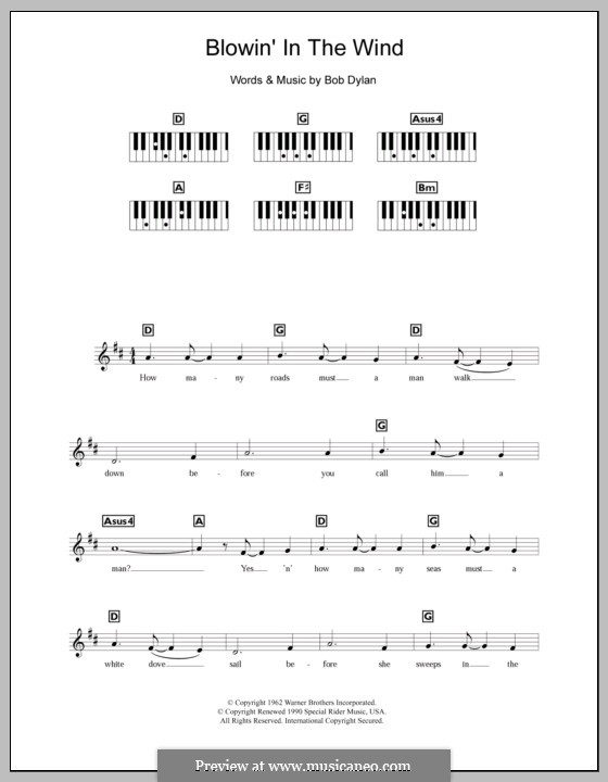 Blowin' in the Wind por B. Dylan - Partituras on músicaNeo