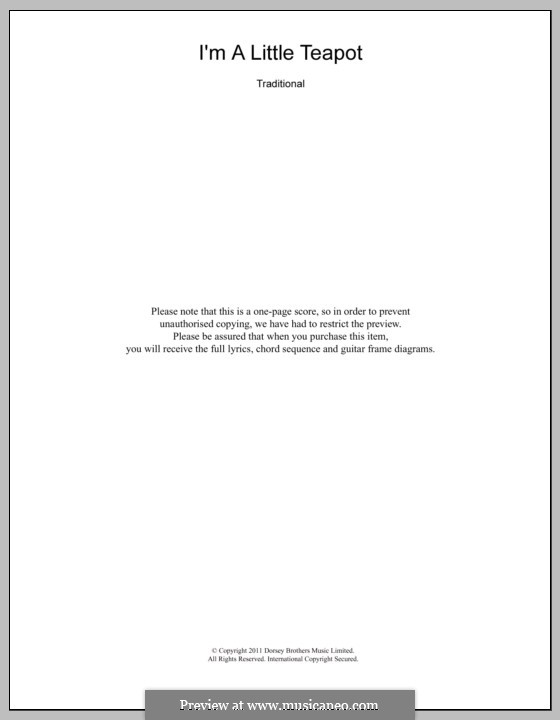 I'm a Little Teapot por folklore - Partituras on músicaNeo