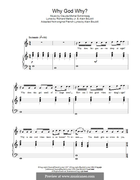 Why God Why? (Miss Saigon) por C. Schönberg - Partituras on músicaNeo