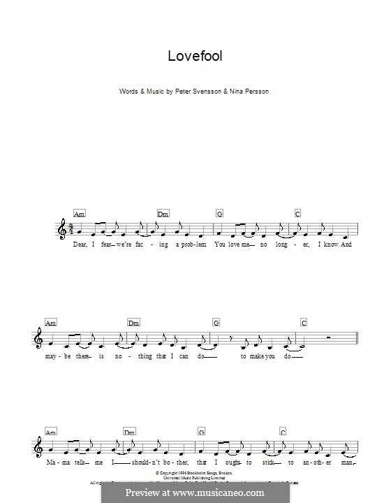Lovefool (The Cardigans) por N. Persson, P. Svensson em músicaNeo