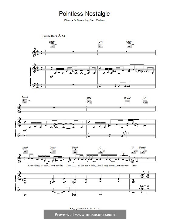 Pointless Nostalgic por B. Cullum, J. Cullum - Partituras on músicaNeo