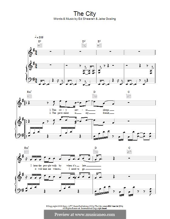 The City Por E Sheeran J Gosling Partituras On Músicaneo