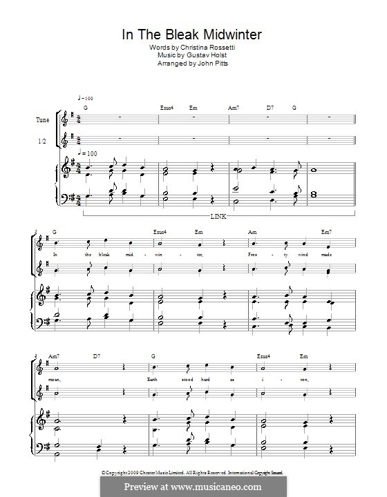 In The Bleak Midwinter Por G Holst Partituras On Músicaneo