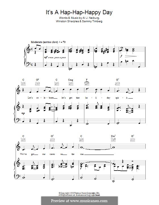 It's a Hap-Hap-Happy Day por A.J. Neiburg, S. Timberg, W. Sharples em ...