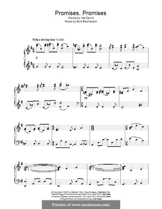 Promises, Promises por B. Bacharach - Partituras on músicaNeo