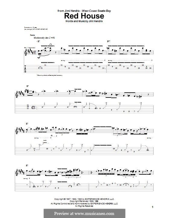 Red House por J. Hendrix - Partituras on músicaNeo