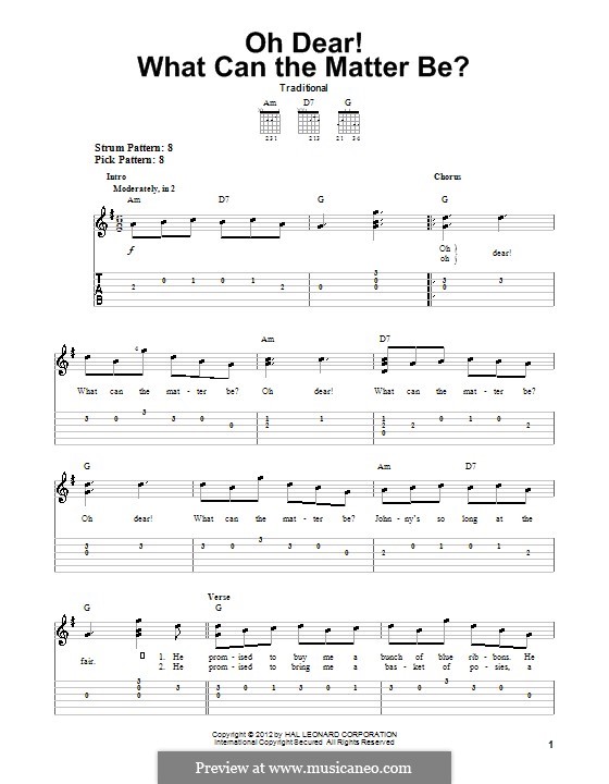 Oh Dear What Can the Matter Be? por folklore - Partituras on músicaNeo