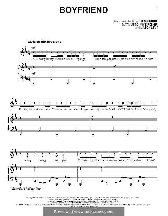 Boyfriend por J. Bieber, M. Levy, M. Posner, M. Musto em músicaNeo