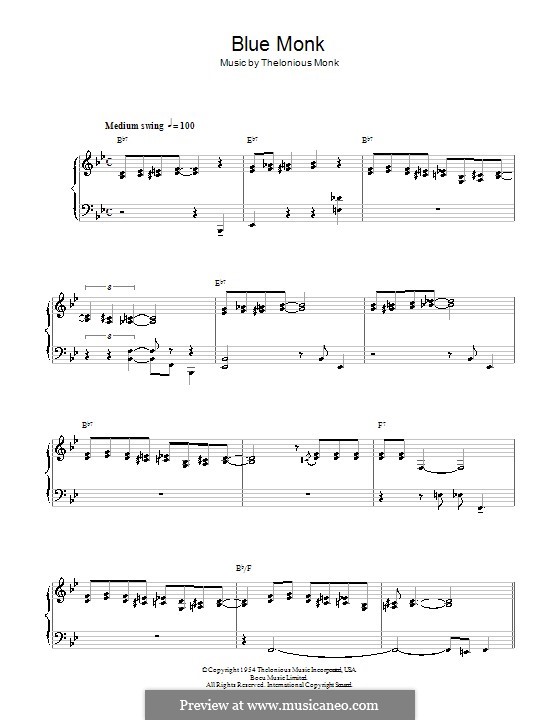 Blue Monk por T. Monk - Partituras on músicaNeo