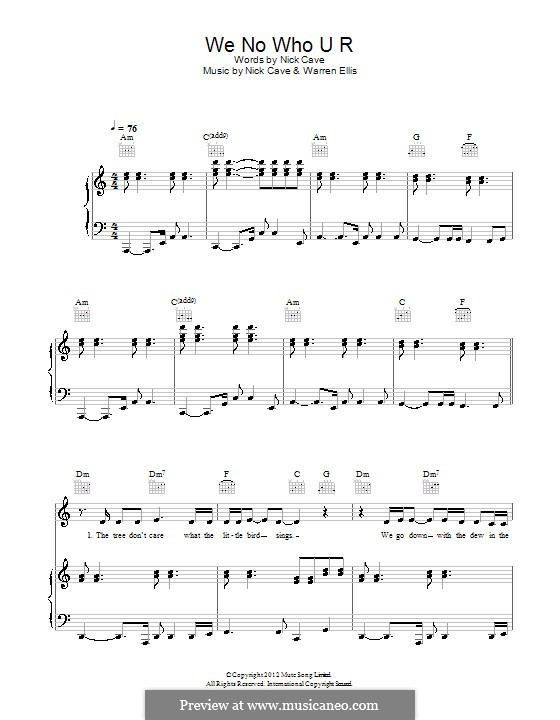 We No Who U R (Nick Cave & The Bad Seeds) por N. Cave, W. Ellis em ...