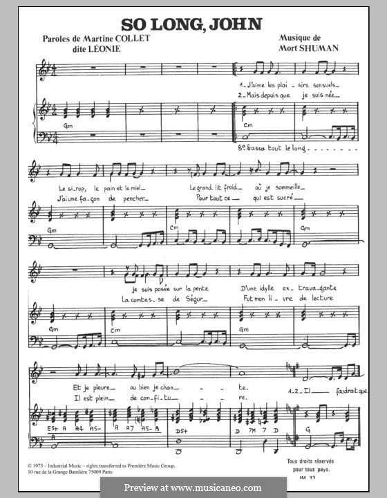 So Long John por M. Shuman - Partituras on músicaNeo