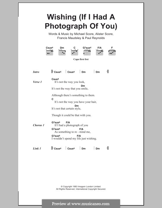 Wishing (If I Had a Photograph of You) por A. Score, F.R. Maudsley, M ...