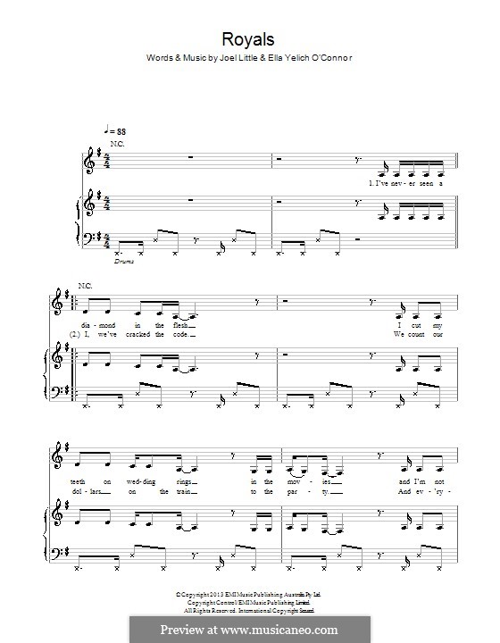 Royals (Lorde) por E. Yelich-O'Connor, J. Little - Partituras on músicaNeo
