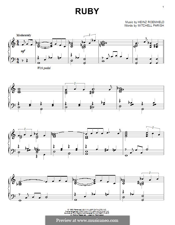 Ruby por H. Roemheld - Partituras on músicaNeo