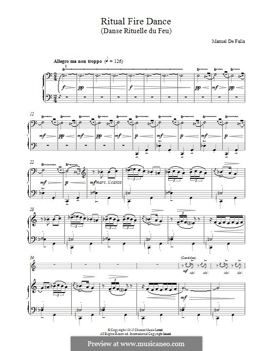 Ritual Fire Dance por M.d. Falla - Partituras on músicaNeo