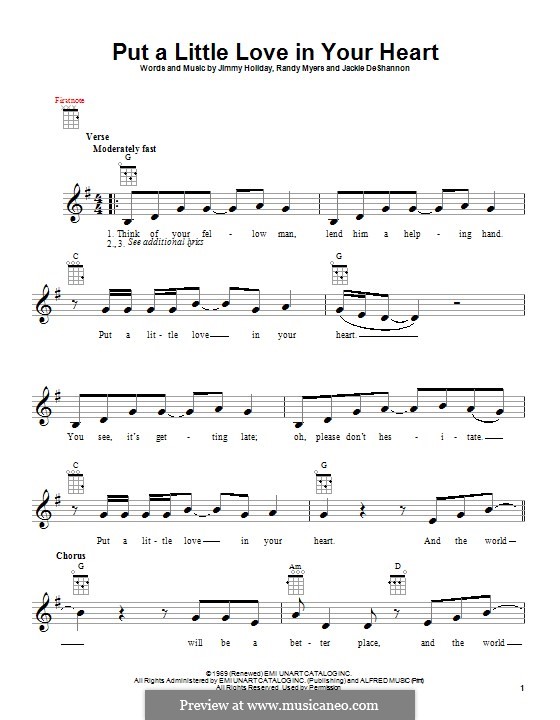Put a Little Love in Your Heart por J. DeShannon, J. Holiday, R. Myers ...