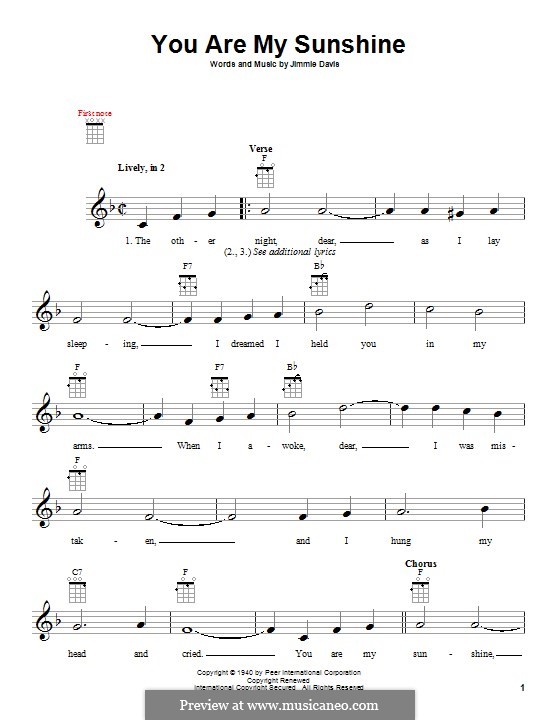 You are My Sunshine por J. Davis - Partituras on músicaNeo