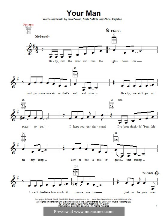 Your Man por C. DuBois, C. Stapleton, J. Everett - Partituras on músicaNeo