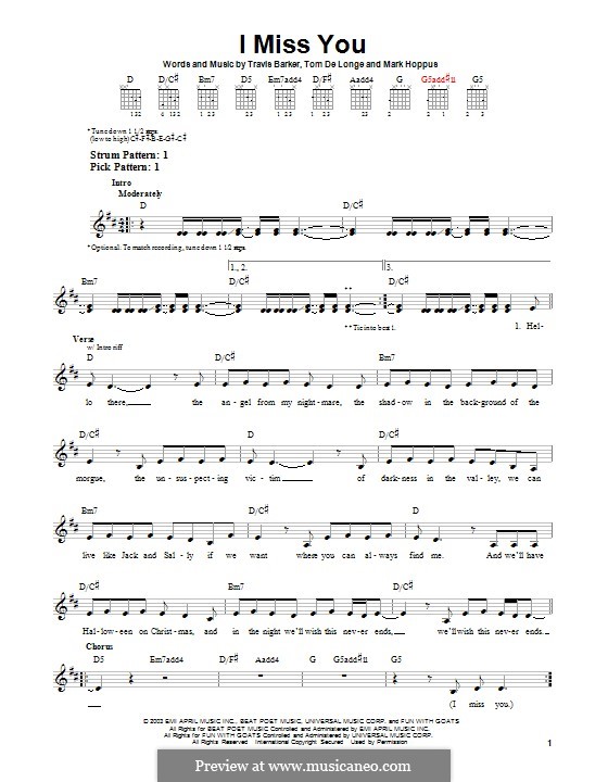 I Miss You (Blink-182) por M. Hoppus, T. DeLonge, T. Barker em músicaNeo