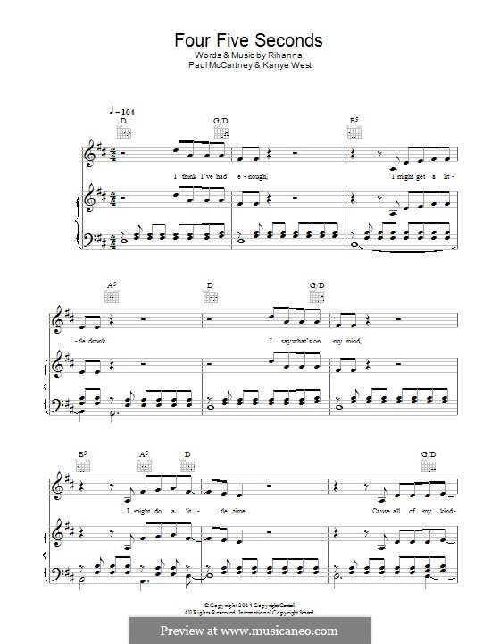 Four Five Seconds por K. West, P. McCartney, Rihanna em músicaNeo