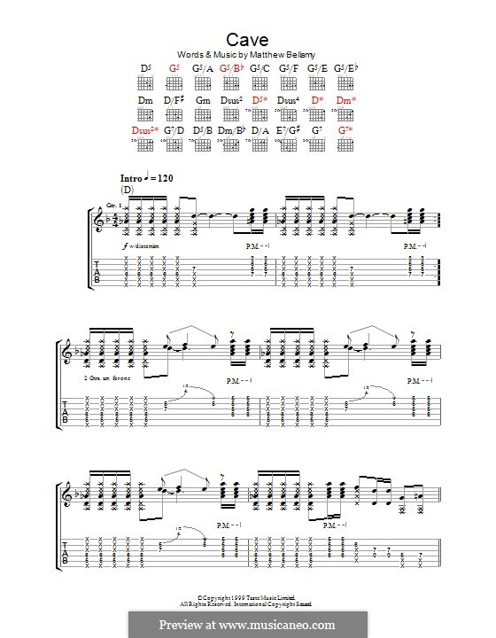 Cave (Muse) por M. Bellamy - Partituras on músicaNeo