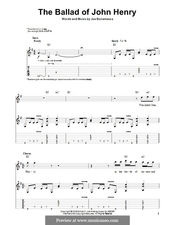 The Ballad of John Henry por J. Bonamassa - Partituras on músicaNeo