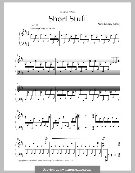 Short Stuff por N. Muhly - Partituras on músicaNeo