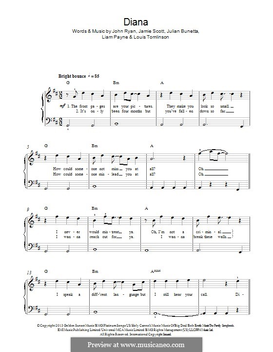 Diana (One Direction) por J. Bunetta, J. Scott, L. Tomlinson, L. Payne ...