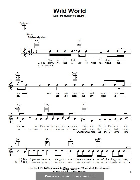 Wild World por C. Stevens - Partituras on músicaNeo