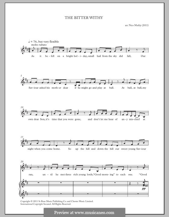 The Bitter Withy (from 'Four Traditional Songs') por N. Muhly em músicaNeo