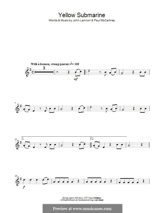 Yellow Submarine (The Beatles) por J. Lennon, P. McCartney em músicaNeo
