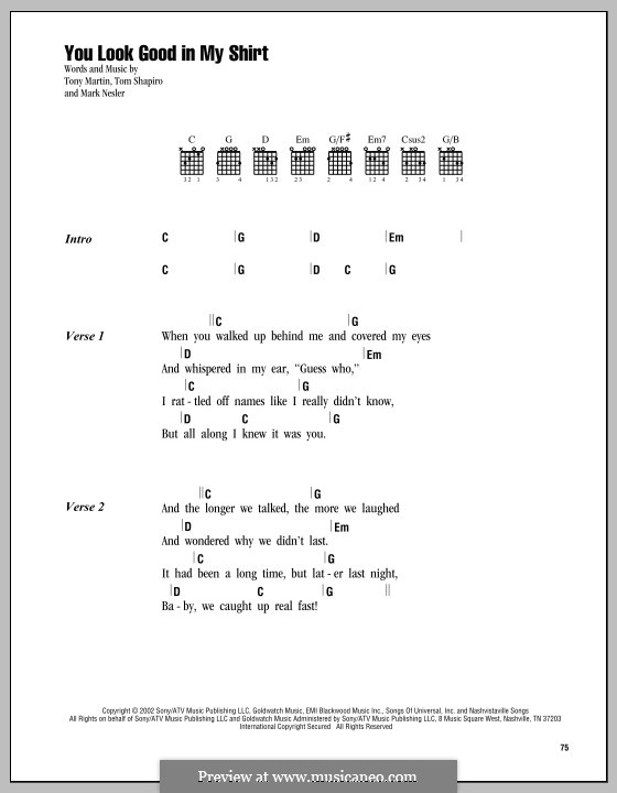 You Look Good in My Shirt (Keith Urban) por M. Nesler, T. Shapiro, T ...