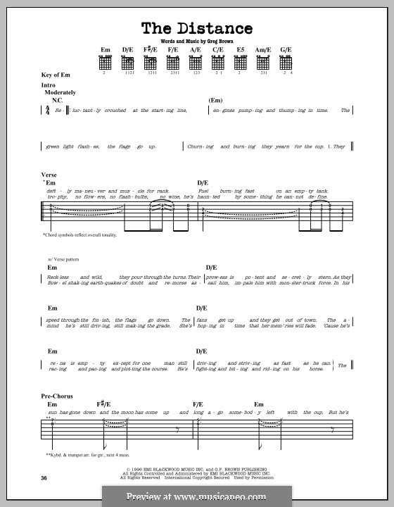 The Distance (Cake) por G. Brown - Partituras on músicaNeo