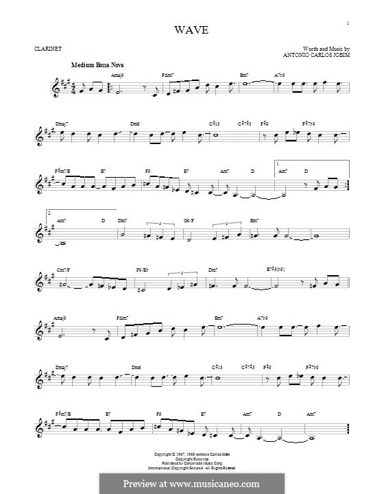 Wave por A.C. Jobim - Partituras on músicaNeo
