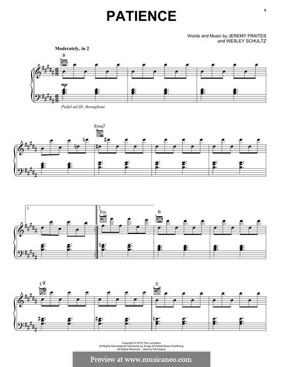 Patience (The Lumineers) por J. Fraites, W. Schultz em músicaNeo