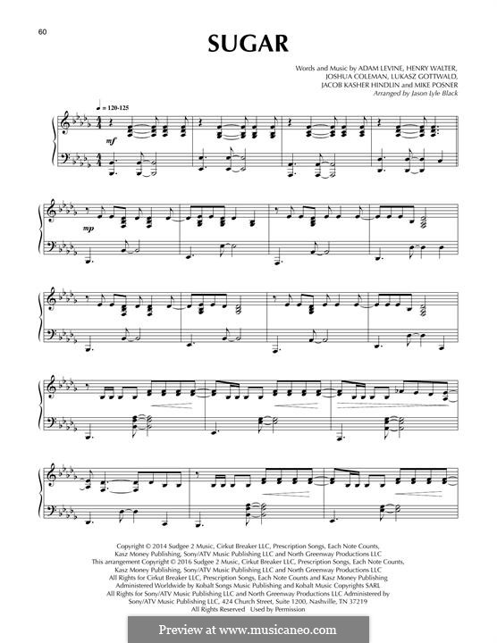 Sugar (Maroon 5) por A. Levine, J. Kasher Hindlin, J. Coleman, L ...