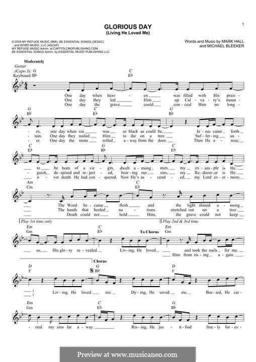 Glorious Day (Living He Loved Me) por M. Hall, M. Bleaker em músicaNeo