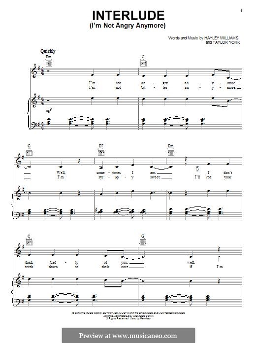 Interlude (I'm not Angry Anymore) por H. Williams, T. York em músicaNeo