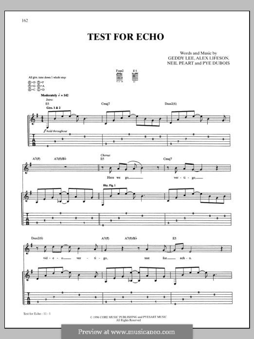 Test for Echo (Rush) por A. Lifeson, G. Lee, N. Peart, P. Dubois em ...