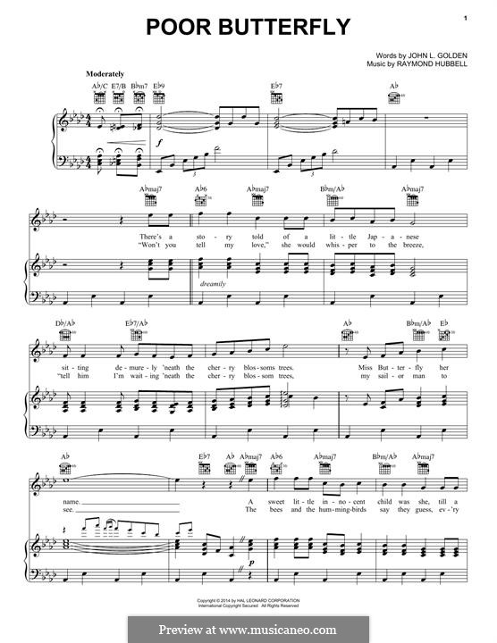 Poor Butterfly por R. Hubbell - Partituras on músicaNeo