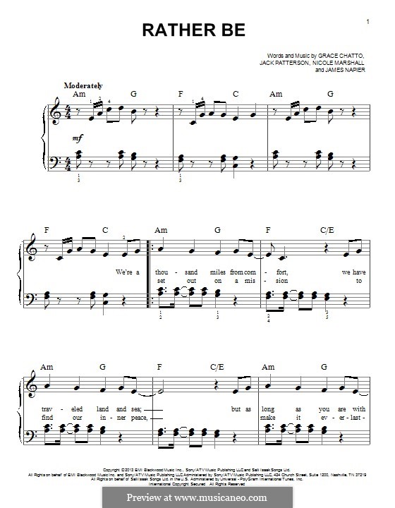 Rather Be por J. Napier, G. Chatto, J. Patterson - Partituras on músicaNeo