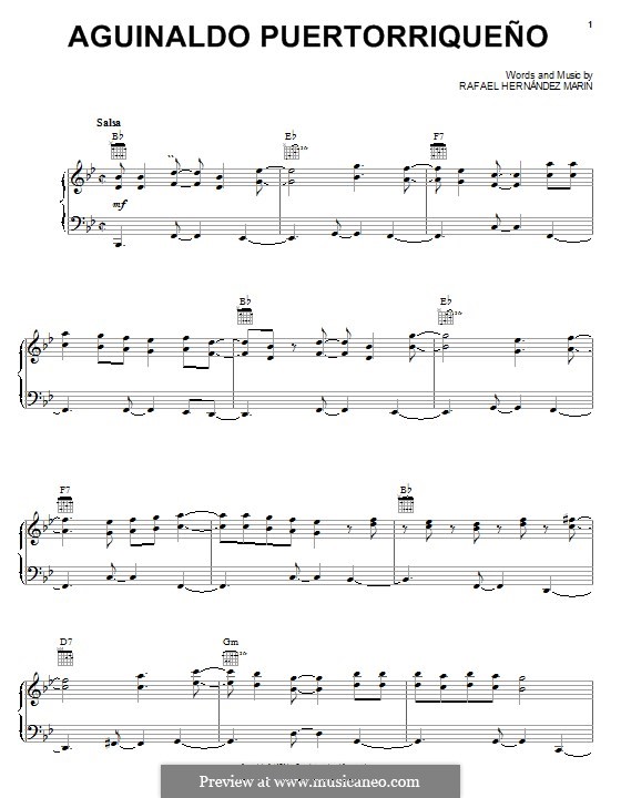 Aguinaldo Puertorriqueno por R.H. Marin - Partituras on músicaNeo