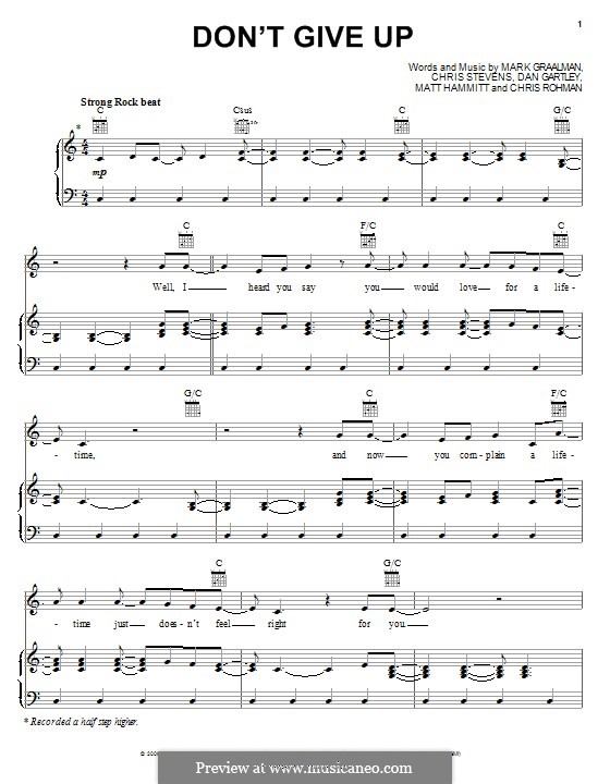Don't Give Up (Sanctus Real) por C. Rohman, M. Hammitt, C. Stevens, M ...