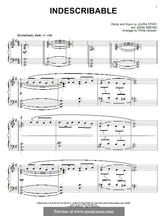 Indescribable (Avalon) por J. Reeves, L. Story - Partituras on músicaNeo