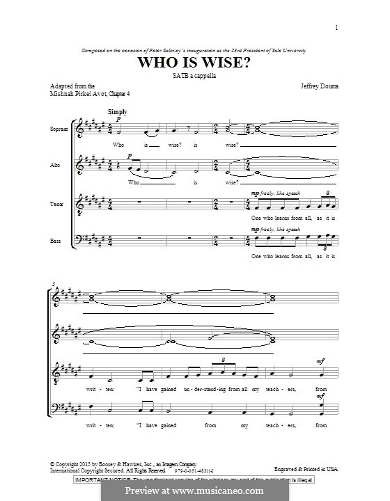 Who is Wise? por J. Douma - Partituras on músicaNeo