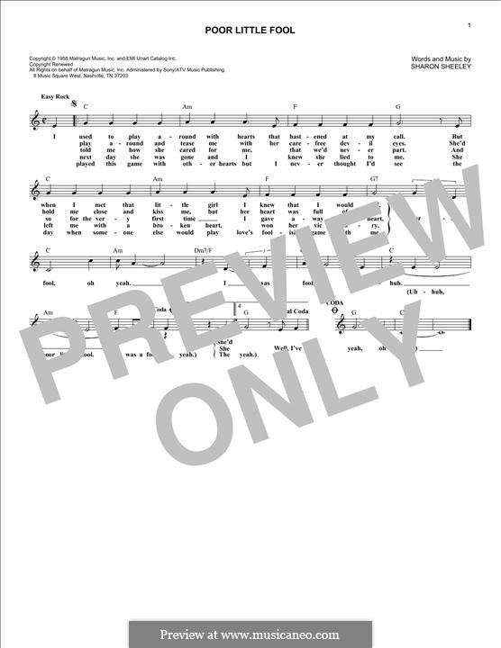 Poor Little Fool por S. Sheeley - Partituras on músicaNeo