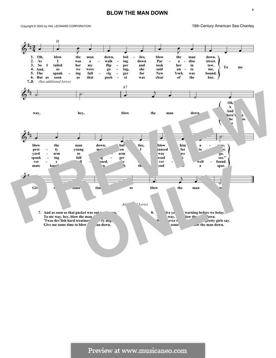 Blow the Man Down por folklore - Partituras on músicaNeo
