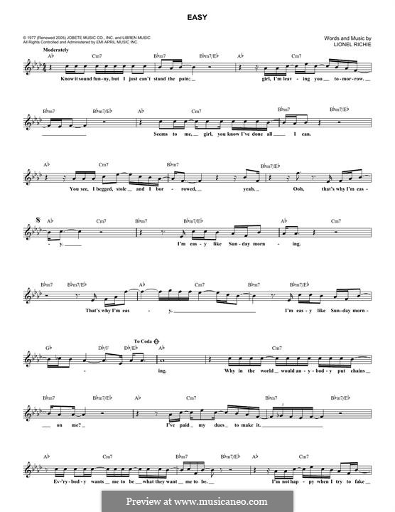 Easy (The Commodores) por L. Richie - Partituras on músicaNeo