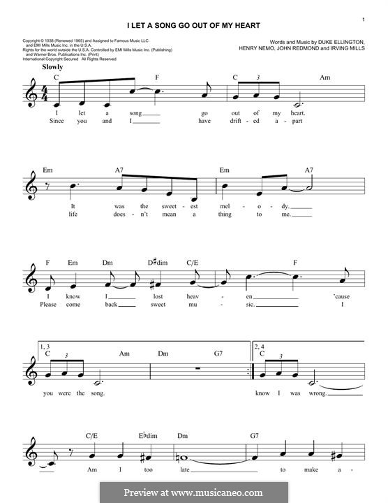 I Let a Song Go Out of My Heart (Duke Ellington) por I. Mills, H. Nemo ...